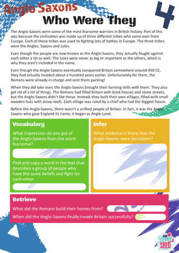 Who Were The Anglo Saxons? Reading Comprehension KS2 | Teaching Resources