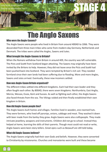 Who Were The Anglo Saxons? Reading Comprehension KS2 | Teaching Resources