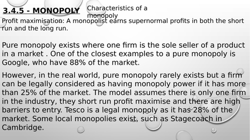 Microeconomics Market Structures Monopoly - Edexcel Theme 3 | Teaching ...