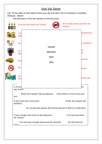 FRENCH - UNE VIE SAINE - A healthy lifestyle | Teaching Resources