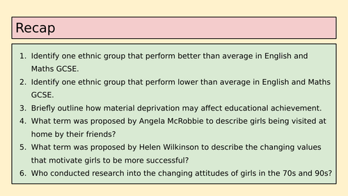 GCSE Sociology: Gender and Education lesson 1 | Teaching Resources