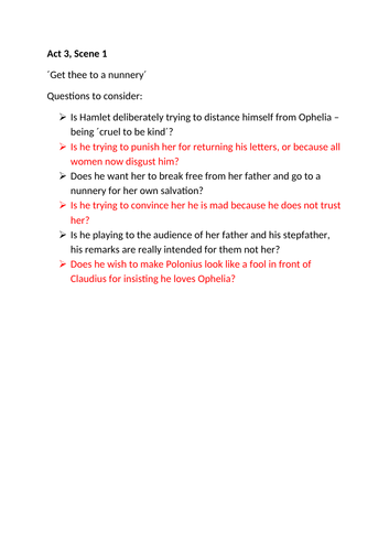 Hamlet discussion prompts and questions | Teaching Resources