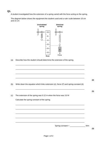 Investigating Hooke's Law (PRACTICAL LESSON) GCSE Physics | Teaching ...