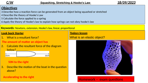 Squashing, stretching and Hooke's law (GCSE) | Teaching Resources