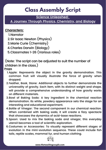 Science Assembly Script | Teaching Resources