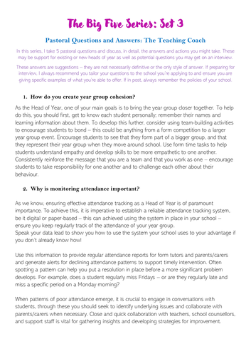 5 Big Pastoral Questions and their Answers - Set 3 - Interview Prep ...