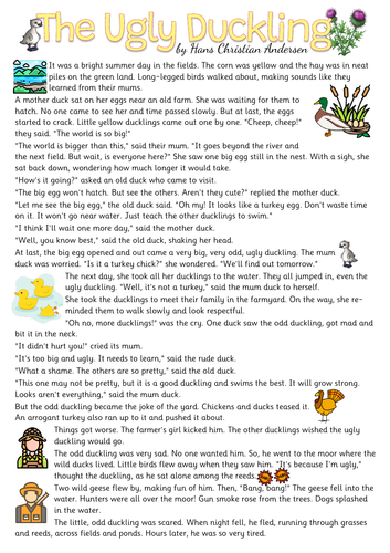 The Ugly Duckling Reading Worksheets | Teaching Resources