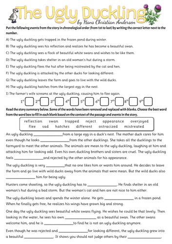 The Ugly Duckling Reading Worksheets | Teaching Resources