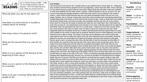 GCSE Ancient History: Foundations of Rome - Lesson 4: Livy | Teaching ...