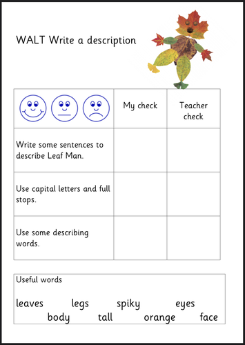 Leaf Man descriptive writing | Teaching Resources
