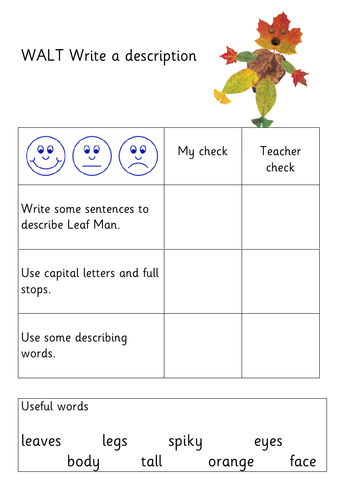Leaf Man descriptive writing | Teaching Resources