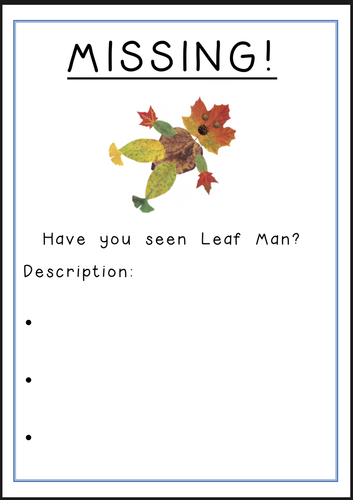 Leaf Man descriptive writing | Teaching Resources