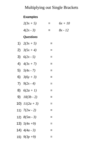 Algebra Set 3 Set of 10 worksheets | Teaching Resources