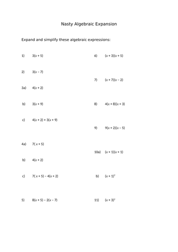 Algebra Set 3 Set of 10 worksheets | Teaching Resources