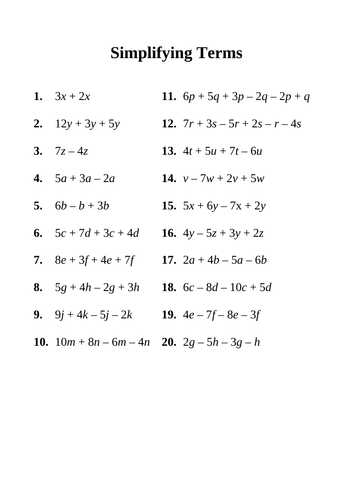 Algebra Set 3 Set of 10 worksheets | Teaching Resources