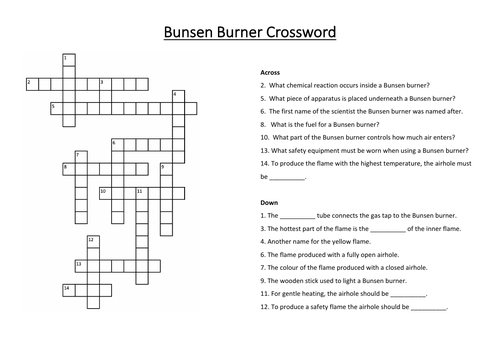 Bunsen Burner Worksheet - Science KS3 | Teaching Resources