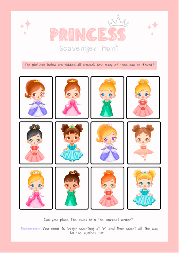 Princess Game. Scavenger Hunt - Find the Clues. School Fun. Find, Match ...
