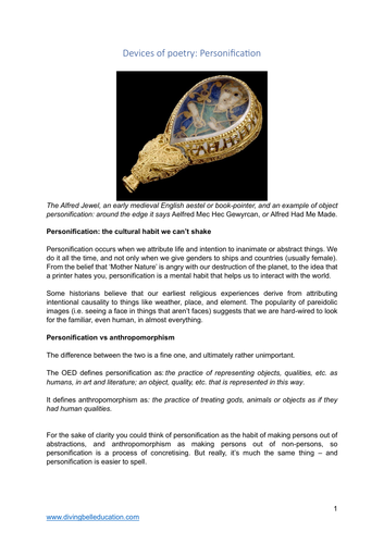 Devices of Poetry: Personification | Teaching Resources