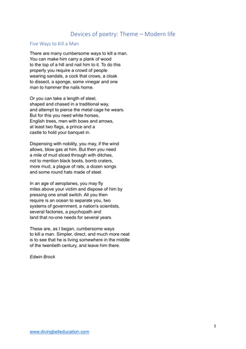Devices of Poetry: Modern Life | Teaching Resources