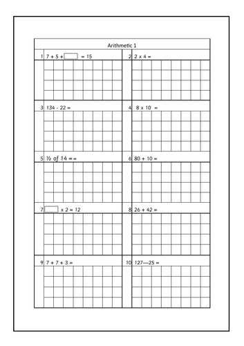 Arithmetic worksheet year 3 | Teaching Resources
