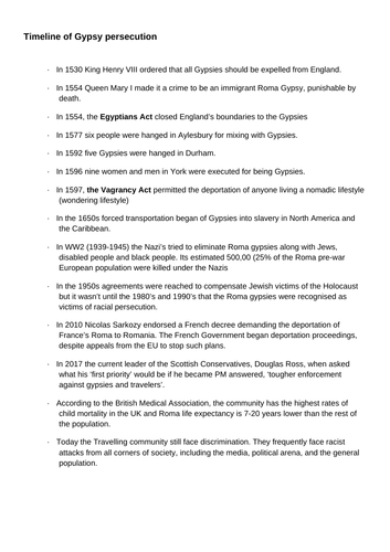 Migration SOW (KS3) - Lesson 10: Gypsies and Travelers | Teaching Resources