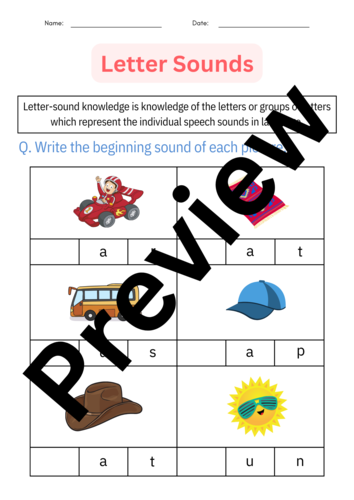 Printable Matching Beginning Letter Sounds Worksheet and Activities for ...