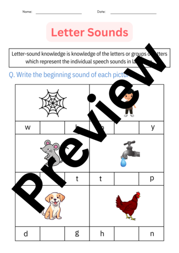 Printable Matching Beginning Letter Sounds Worksheet and Activities for ...