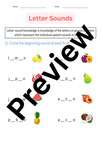 Printable Matching Beginning Letter Sounds Worksheet and Activities for ...
