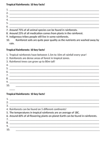 KS3 Geography - Tropical rainforests Full SoW - Geography - 12 lessons ...