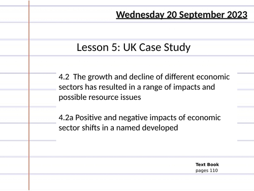 IGCSE Edexcel Geography Economic Activity Lesson 5 UK Case Study ...