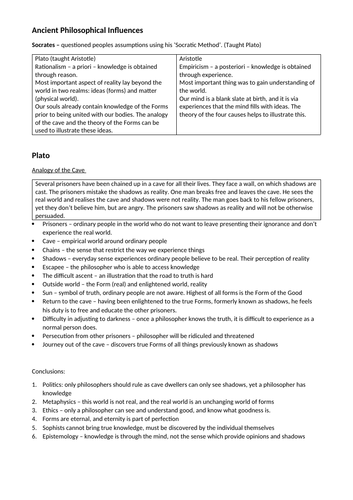 A Level OCR Religious Studies: Ch1 Plato and Aristotle Revision Notes ...