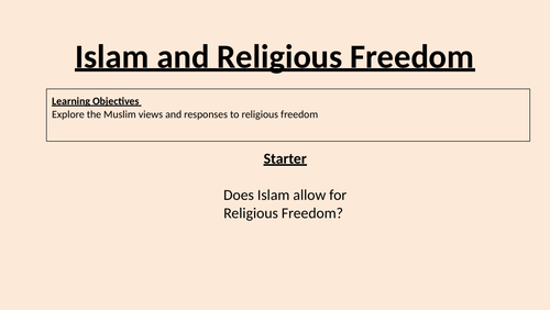 A Level Religious Studies Islam - Islam and Religious Freedom ...