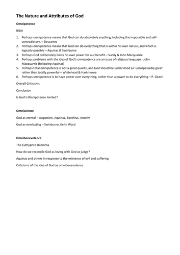 A Level OCR Religious Studies: Ch7 Nature of God Revision Notes ...