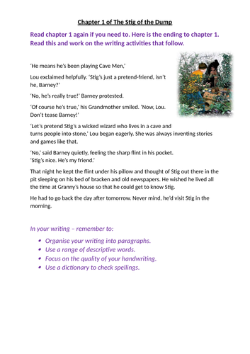 The Stig of the Dump writing task | Teaching Resources