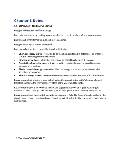 AQA Physics GSCE Combined Science: Trilogy - Energy (ch1,2,3 ...