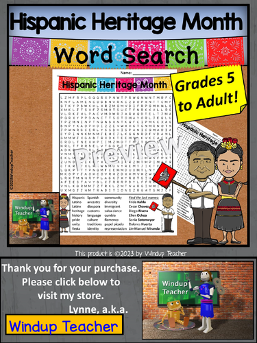 Hispanic Heritage Month Word Search - Hard for Grades 5 to Adult ...