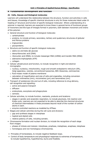 BTEC Human Biology - Unit 1 - Principles of applied Human Biology ...