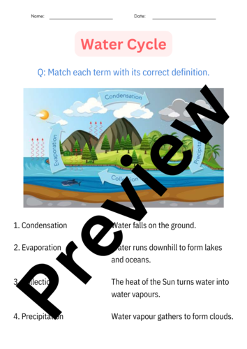 printable diagram Science water cycle worksheet and Activities for ...