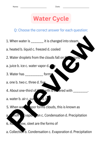 printable diagram Science water cycle worksheet and Activities for ...