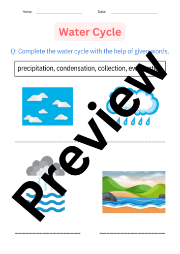 printable diagram Science water cycle worksheet and Activities for ...