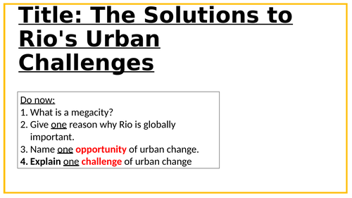 Urban Issues and Challenges - Rio GCSE Geography | Teaching Resources