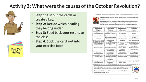 Card Sort: Causes of the October Revolution in Russia, 1917 | Teaching ...