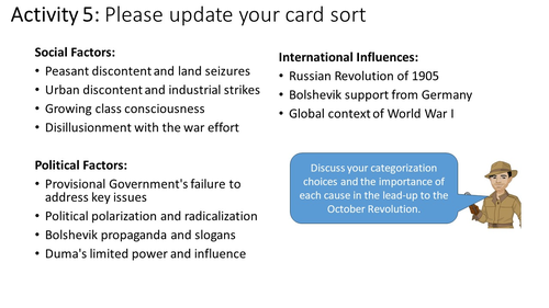 Card Sort: Causes of the October Revolution in Russia, 1917 | Teaching ...