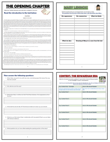 The Secret Garden - KS3 Comprehension Activities Booklet! | Teaching ...