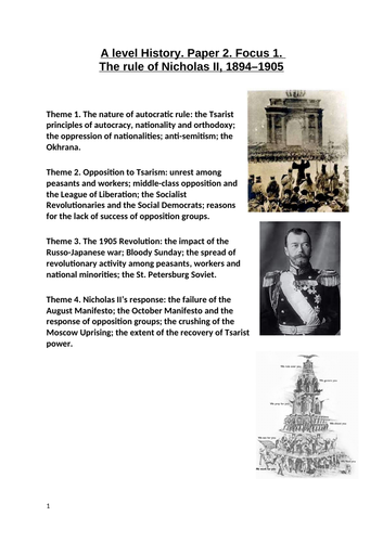 Edexcel Paper 2 Russia Key Topic 1 Booklet | Teaching Resources