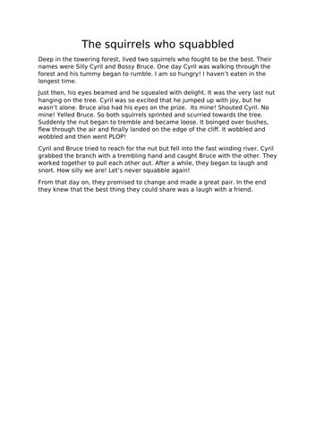 The squirrels who squabbled - model text and story map | Teaching Resources