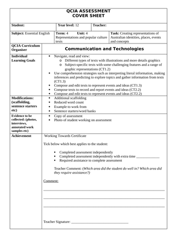 12 Essential English – IA4 Australian narratives unit – modified ...