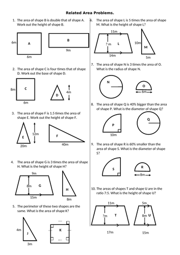 Related area problems GCSE Foundation | Teaching Resources