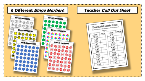 Telling Time to the Quarter Hour BINGO GAME | Just Print, Cut & Play ...