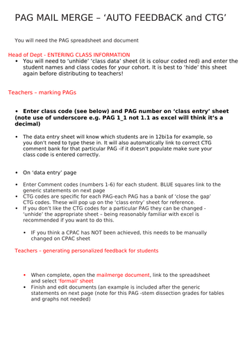 OCR BIOLOGY A PAG marking tool with auto CTG | Teaching Resources